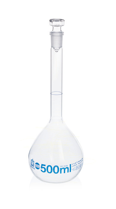 Volumetric flasks, BLAUBRAND®, class A, DE-M, Boro 3,3, with glass ...